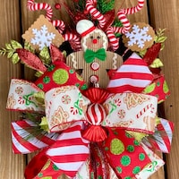 Christmas Tree Topper, Green-red XL Tree Toper, Tree Topper Bow ...