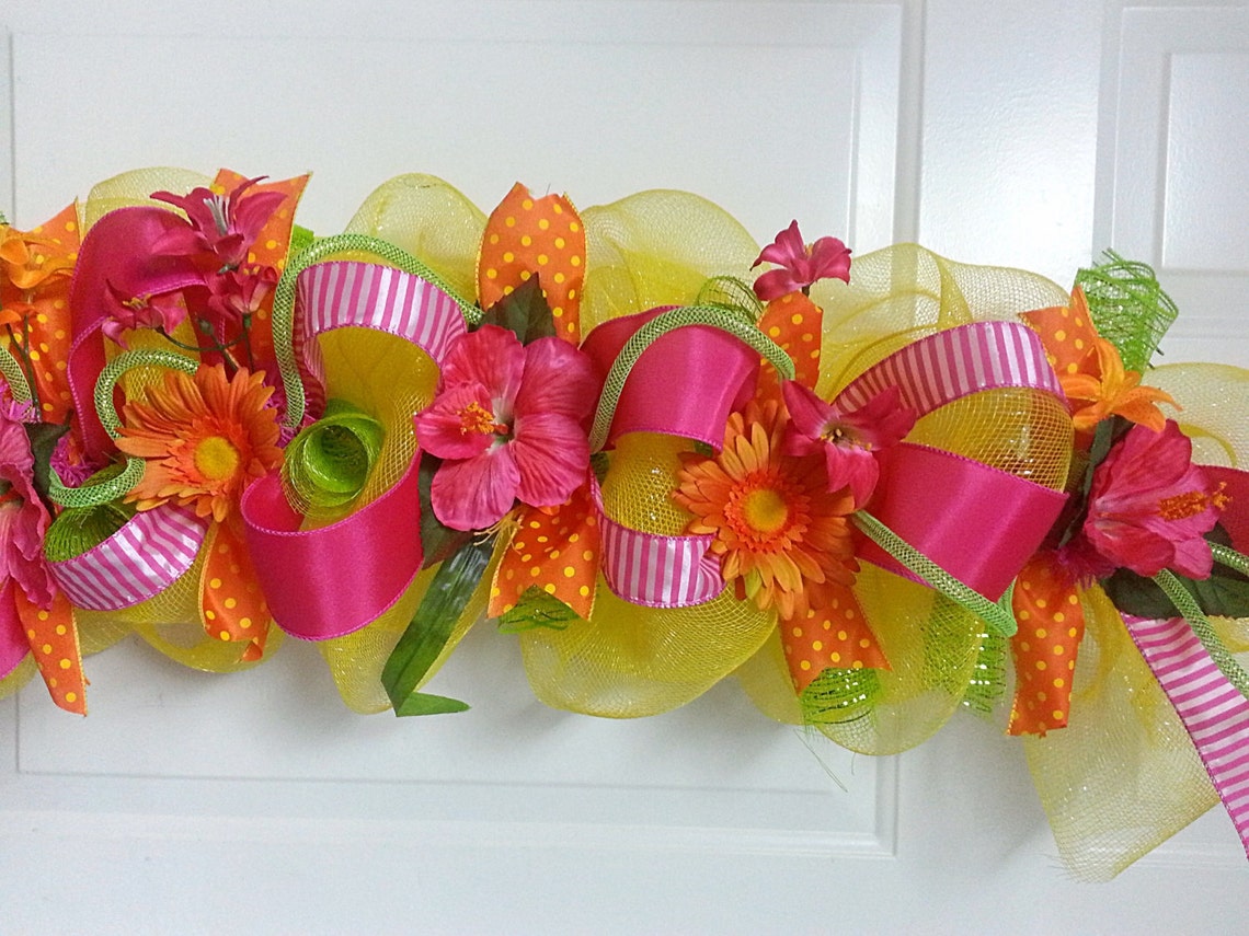 Summer Garland Bright Garland Deco Mesh Garland Spring - Etsy