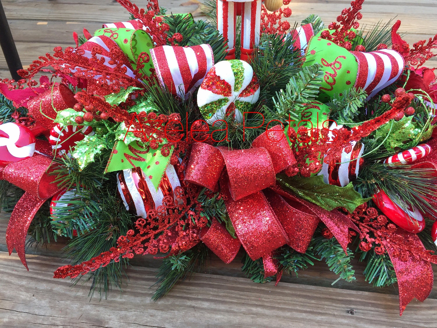 Candy Cane Christmas Nutcracker Centerpiece Whimsical Stripe - Etsy