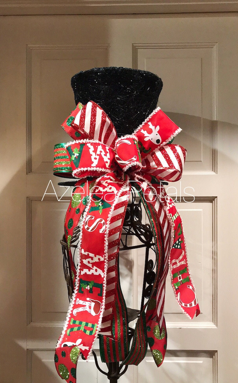 Black Christmas Top Hat Tree Topper Lighted Candy Red and - Etsy