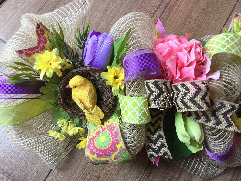 Bright Natural Burlap Spring Garland Birds Nest Summer Bird - Etsy