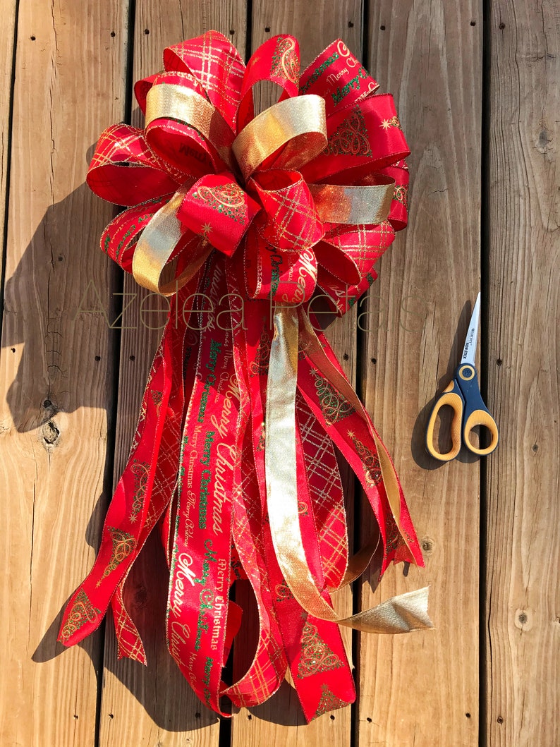 Red Gold Traditional Tree Topper Bow Large Elegant Christmas - Etsy