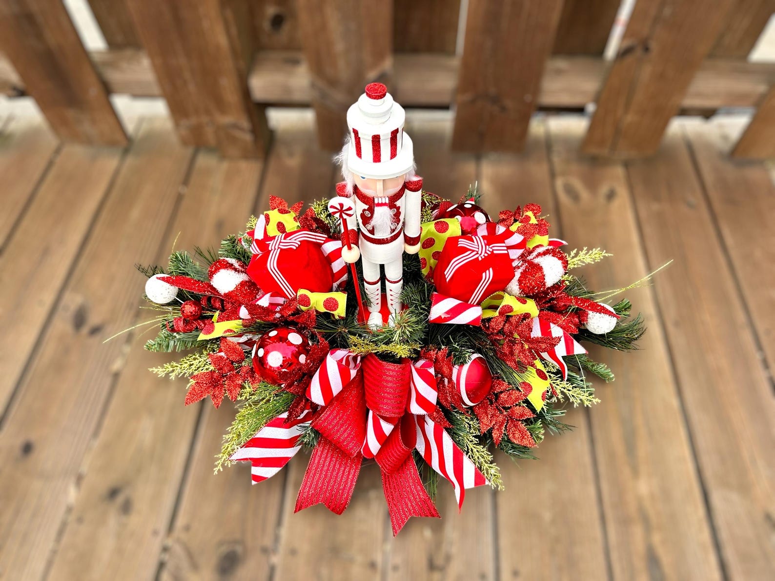 Candy Cane Christmas Nutcracker Centerpiece, Whimsical Stripe ...