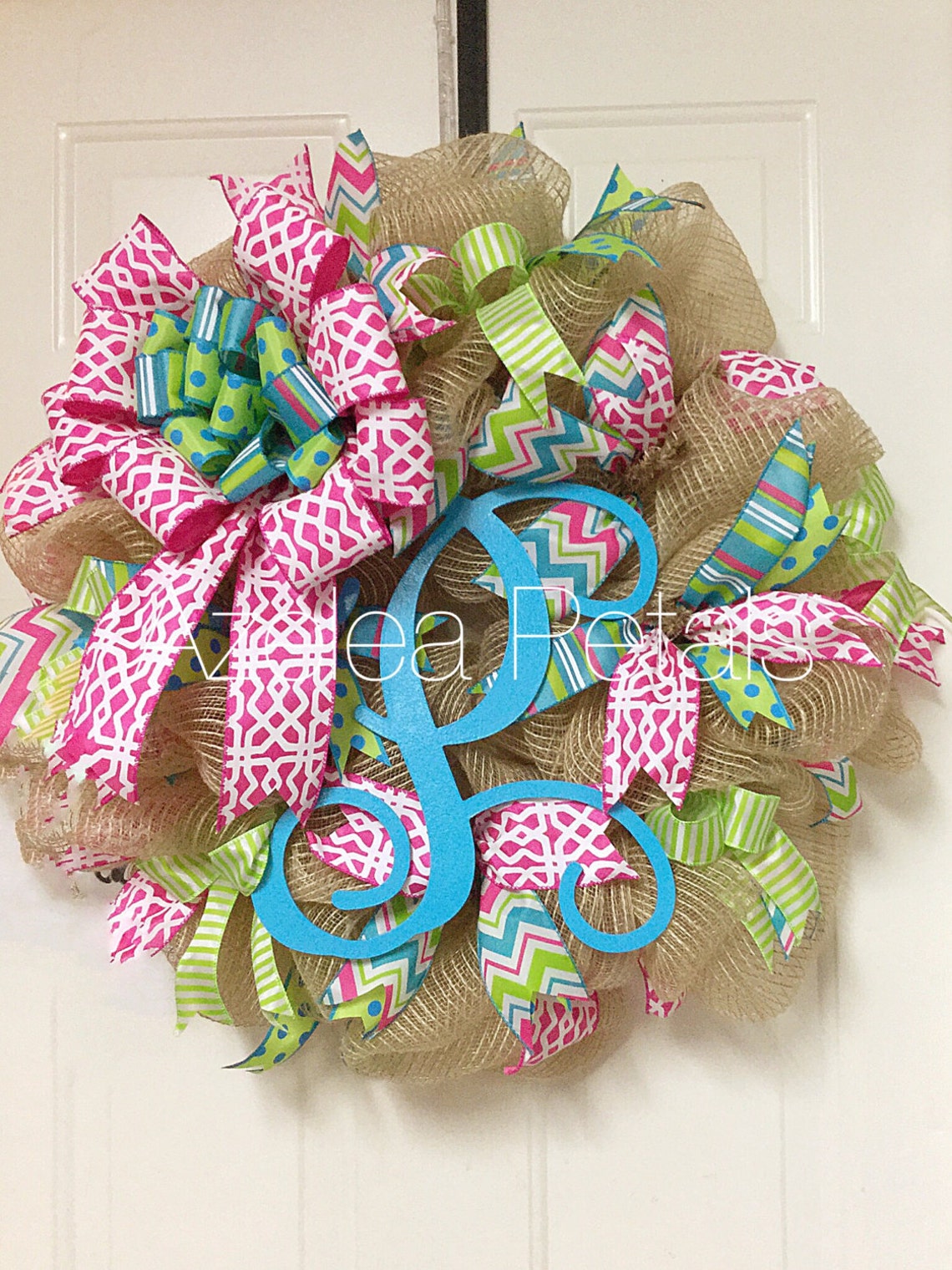 Monogram Summer Wreath Spring Personalzed Decor Initial Door | Etsy