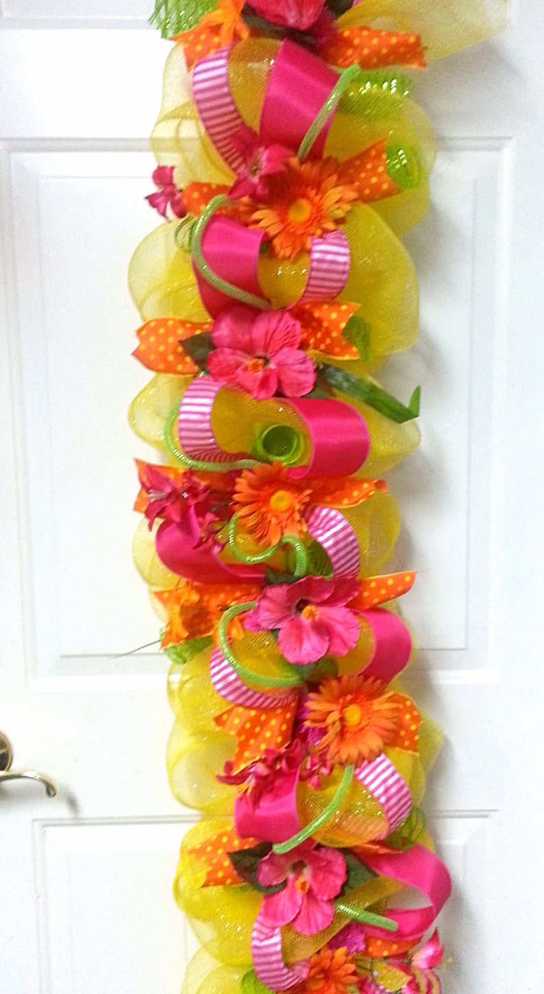 Summer Garland Bright Garland Deco Mesh Garland Spring - Etsy