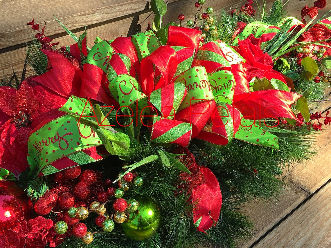XL Mantel Garland Swag, Christmas Fireplace Mantle Garland, Red and ...