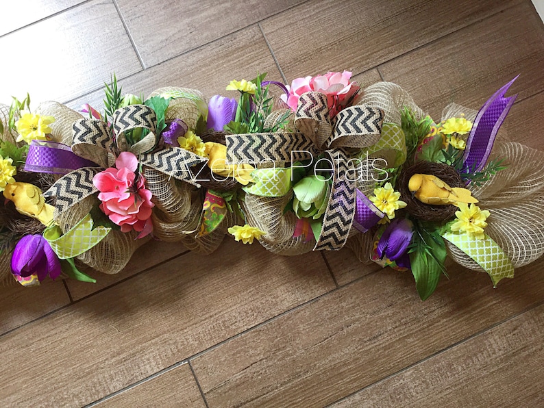 Bright Natural Burlap Spring Garland Birds Nest Summer Bird - Etsy