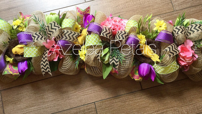 Bright Natural Burlap Spring Garland Birds Nest Summer Bird - Etsy