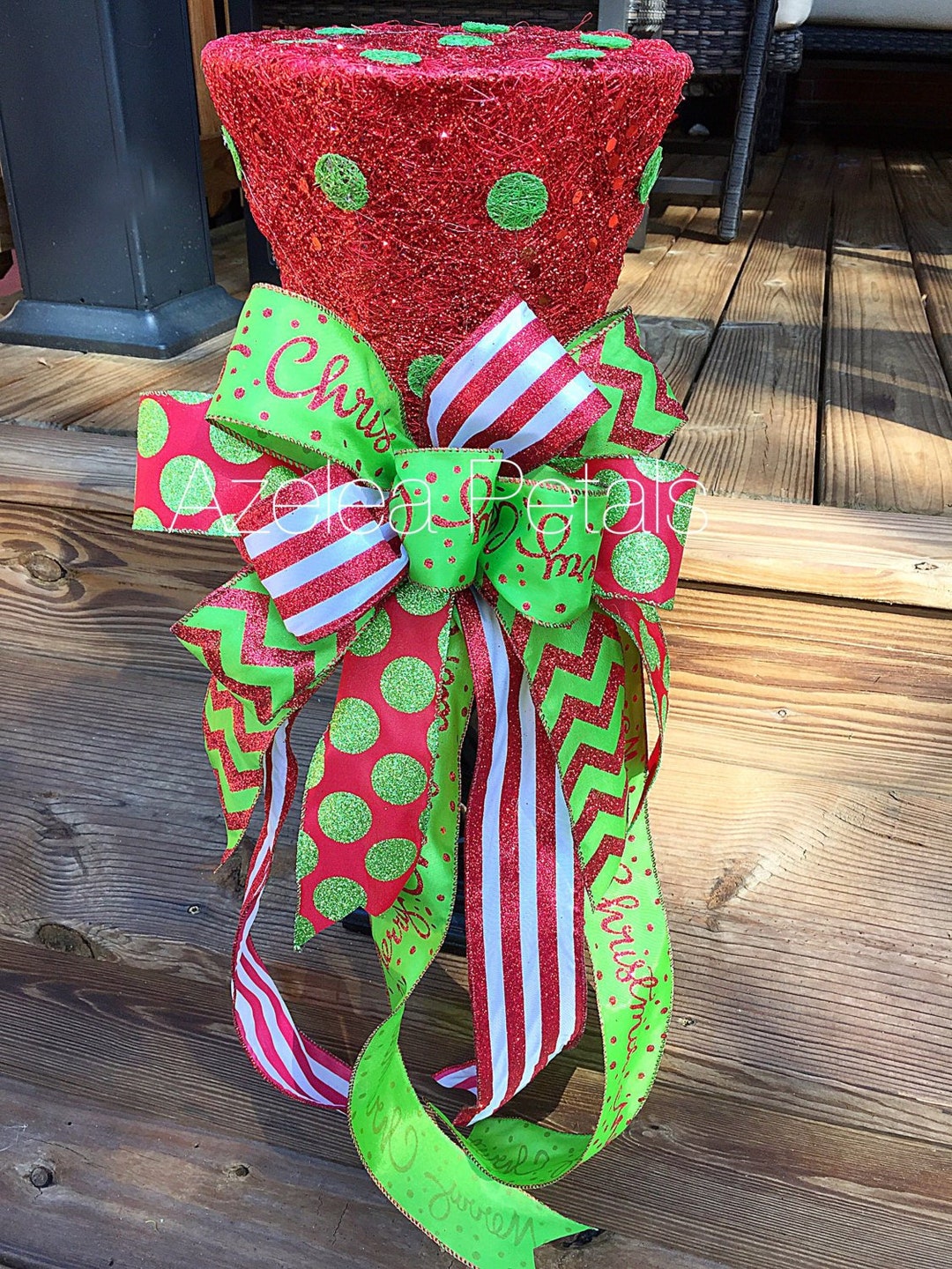 Christmas Top Hat Tree Topper Candy Red And White Green Tree Topper christmas-top-hat-tree-topper-candy-red-and-white-green-tree-topper