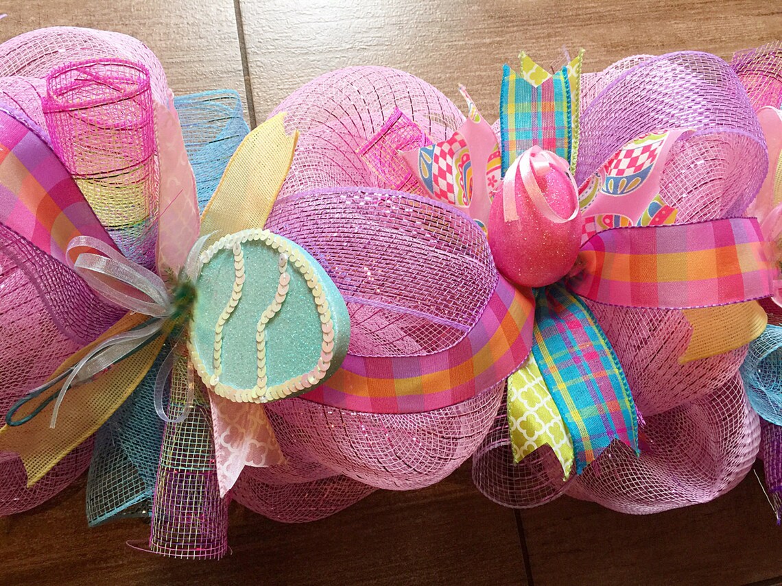 Spring Garland, Easter Garland, Deco Mesh Garland, Spring Fireplace ...