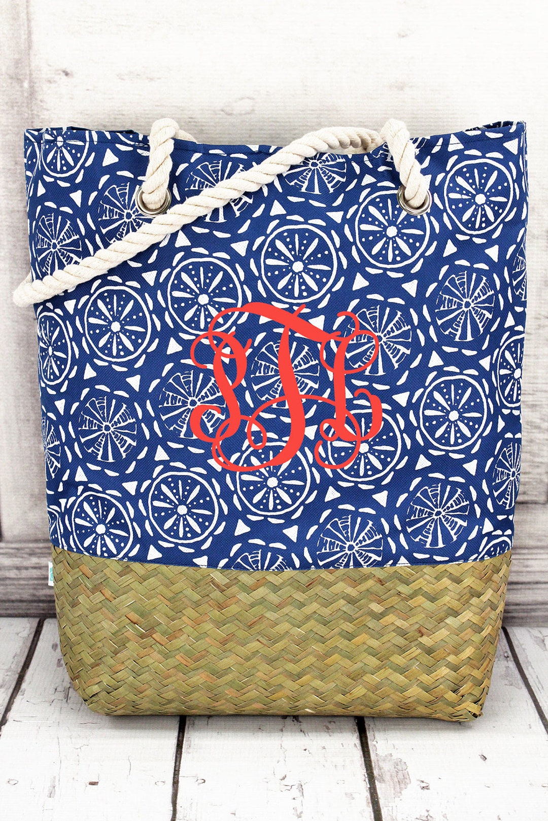 Seaside Tall Monogram Beach Totes, Personalized Beach Bag, Monogrammed ...