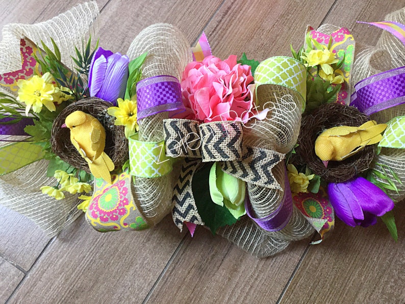 Bright Natural Burlap Spring Garland Birds Nest Summer Bird - Etsy