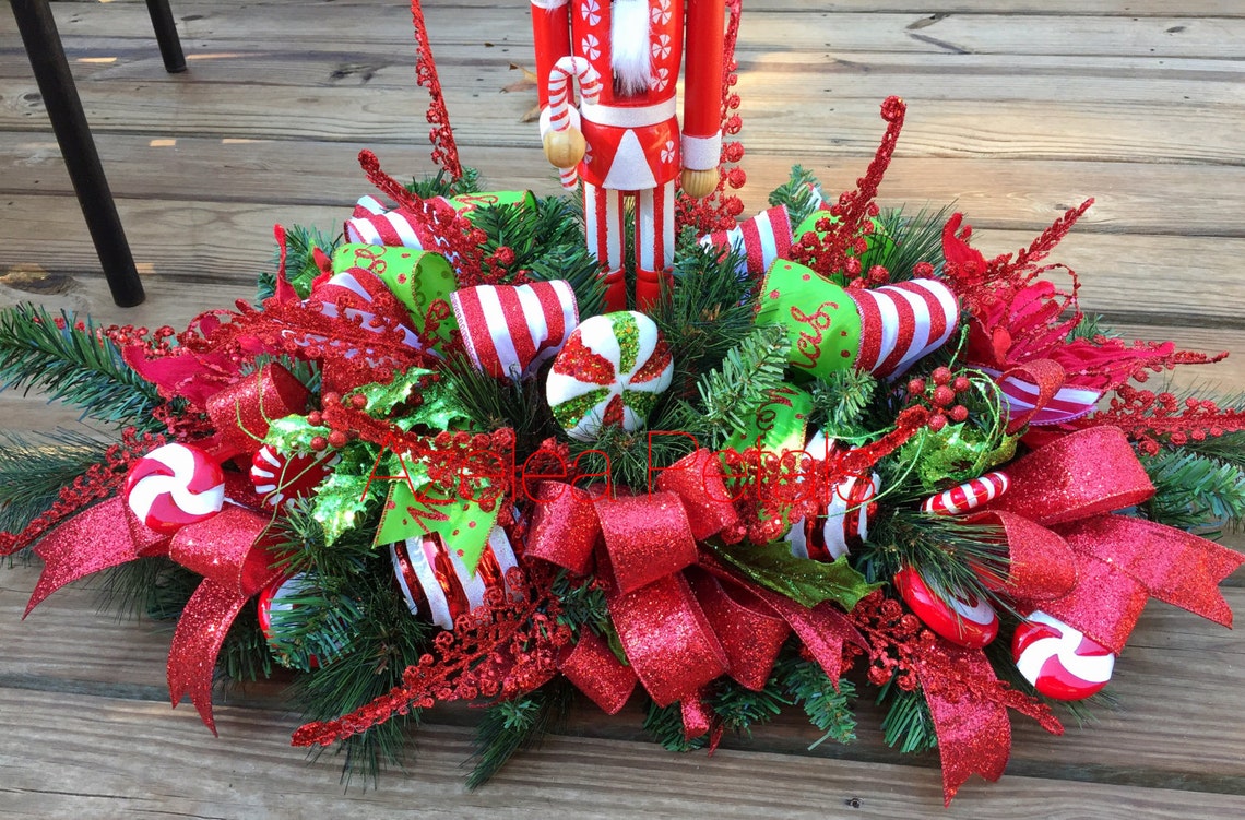 Candy Cane Christmas Nutcracker Centerpiece Whimsical Stripe - Etsy