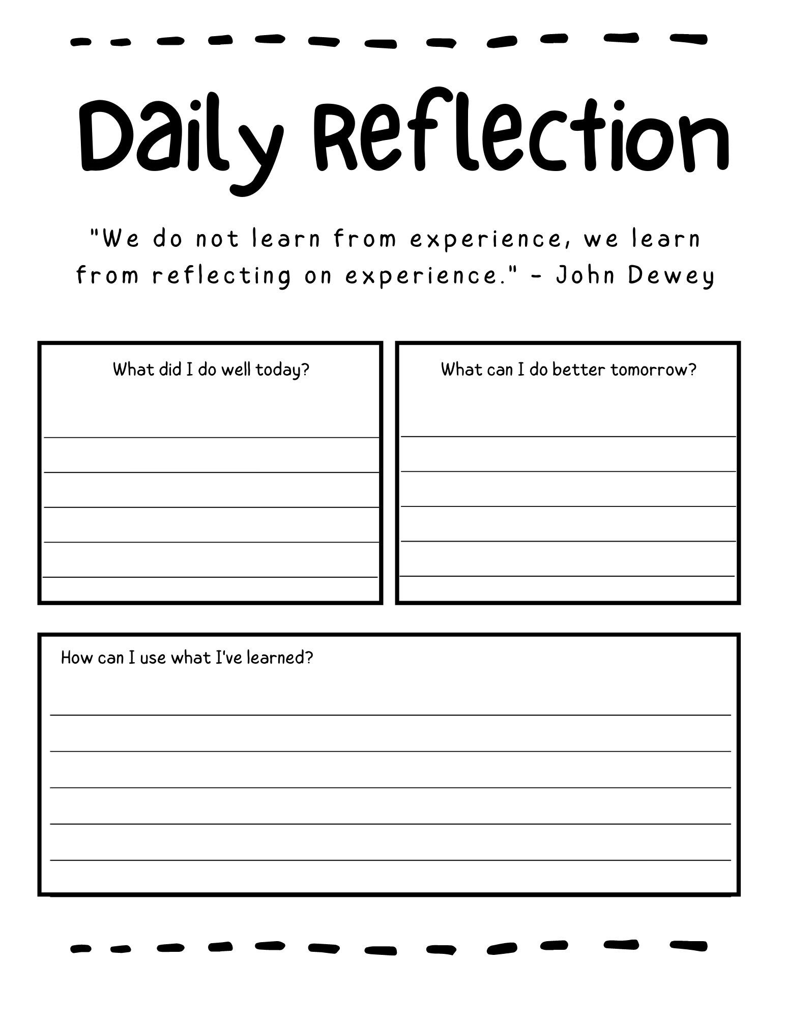 Reflection Worksheet - Etsy
