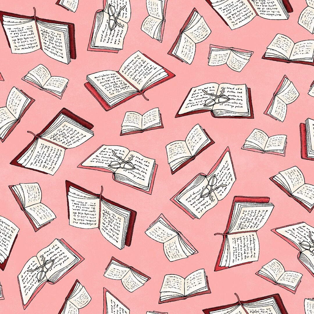 Pink Open Books by Kris Lammers for Maywood Studio 1/2 Yard - Etsy