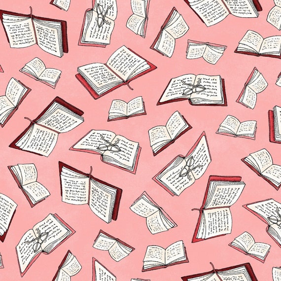 Pink Open Books by Kris Lammers for Maywood Studio 1/2 Yard - Etsy