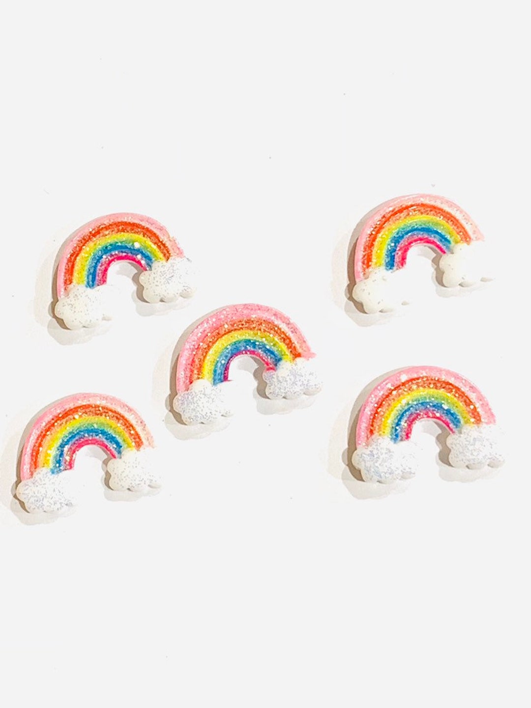 5 X Glitter Rainbow Flat Back Resins Cabochon - Etsy