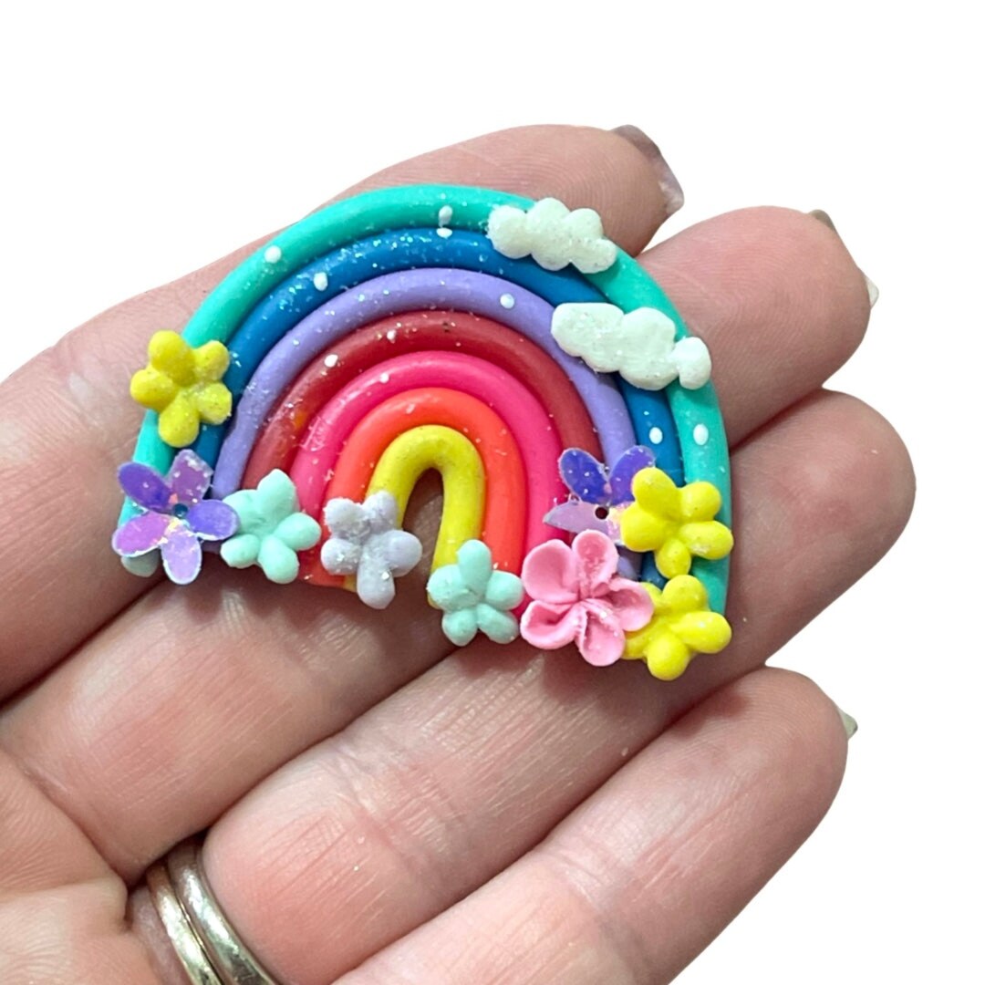 Floral Rainbow Bow Clay Embellishments - Etsy