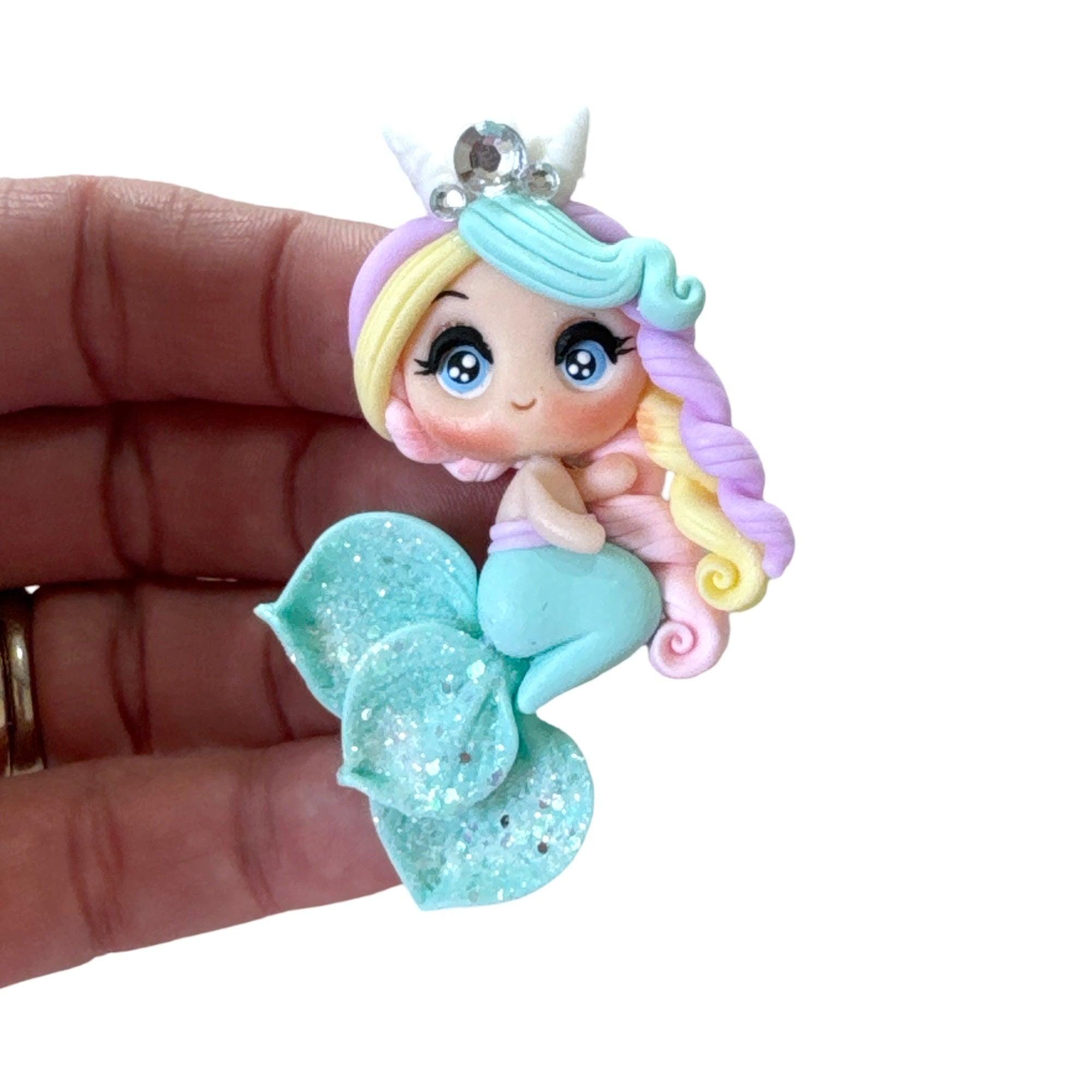 Mint Rainbow Mermaid Bow Clay Embellishment - Etsy