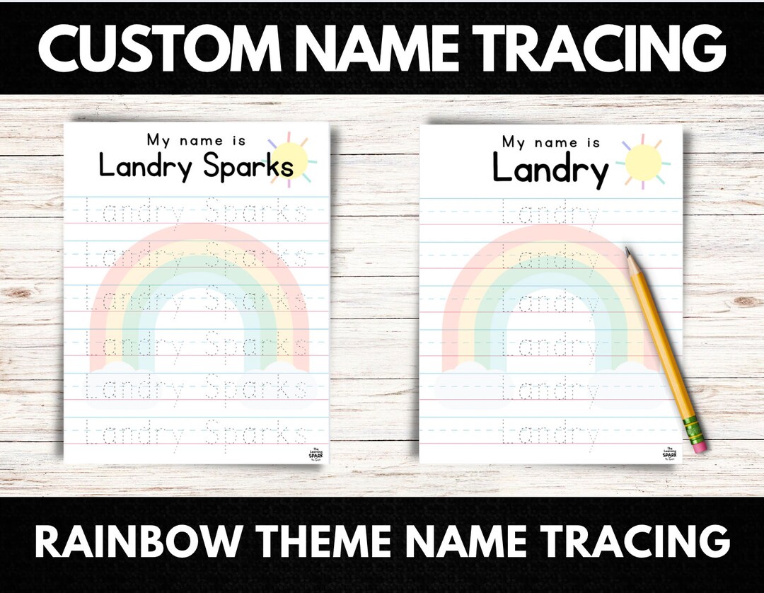 Rainbow Custom First Name Tracing | Personalized Name Handwriting ...