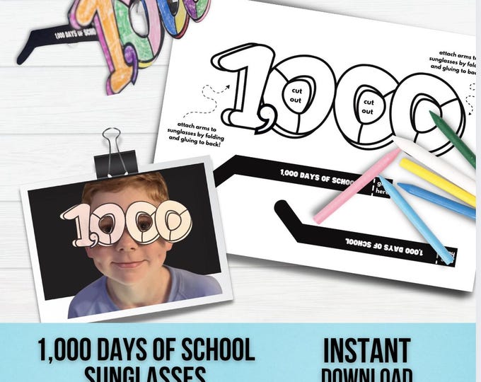 1000th Day of School Bag Topper, INSTANT EDITABLE DOWNLOAD, 1000 Days ...