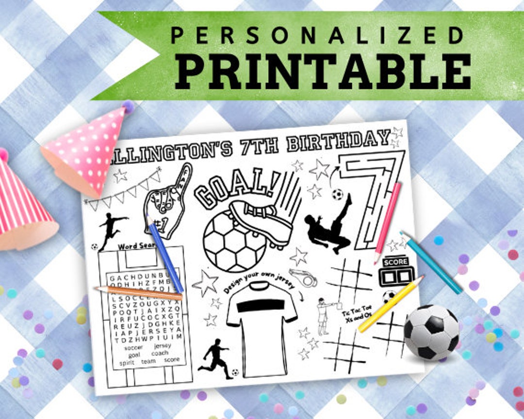 Soccer Activity Placemat | Soccer Theme Birthday Party | Kids Party ...