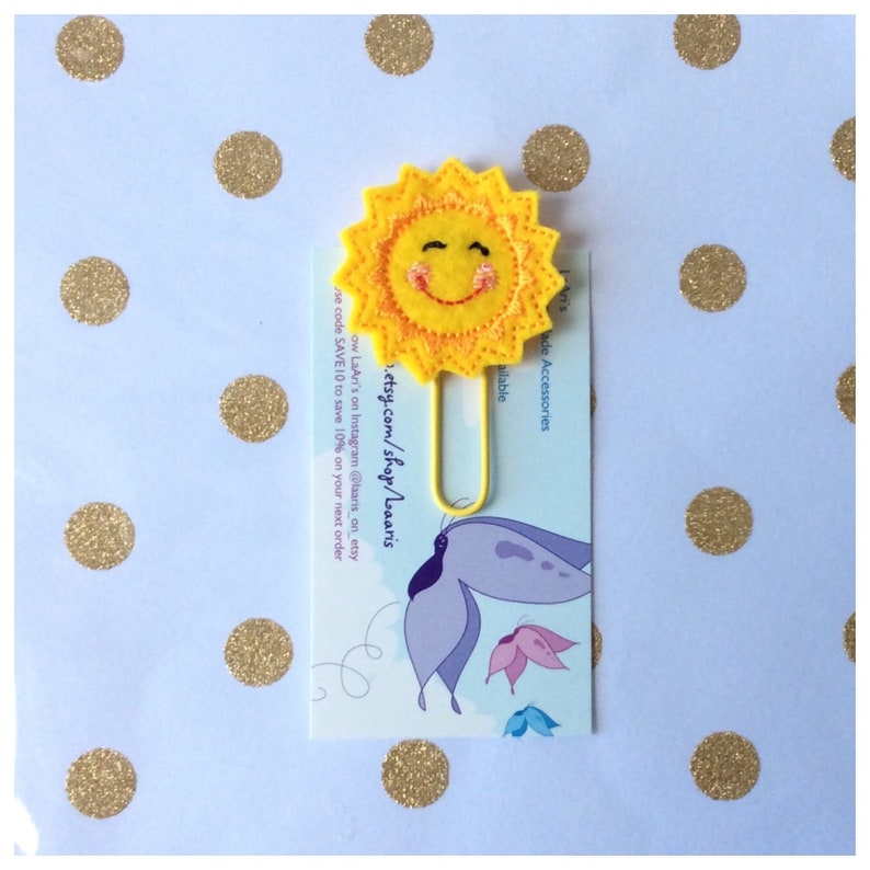 Sun Paper Clip-sun Planner Clip-planner Accessory-sun Planner Clip-sun ...