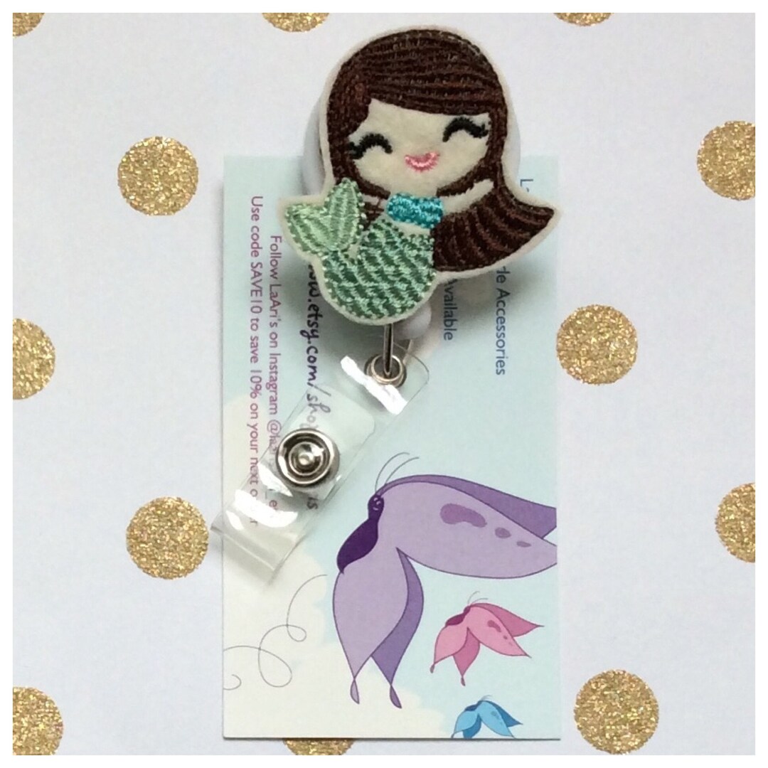 Mermaid Badge Reel- Pediatric Badge Reel- Mermaid Reel- Mermaid Badge ...