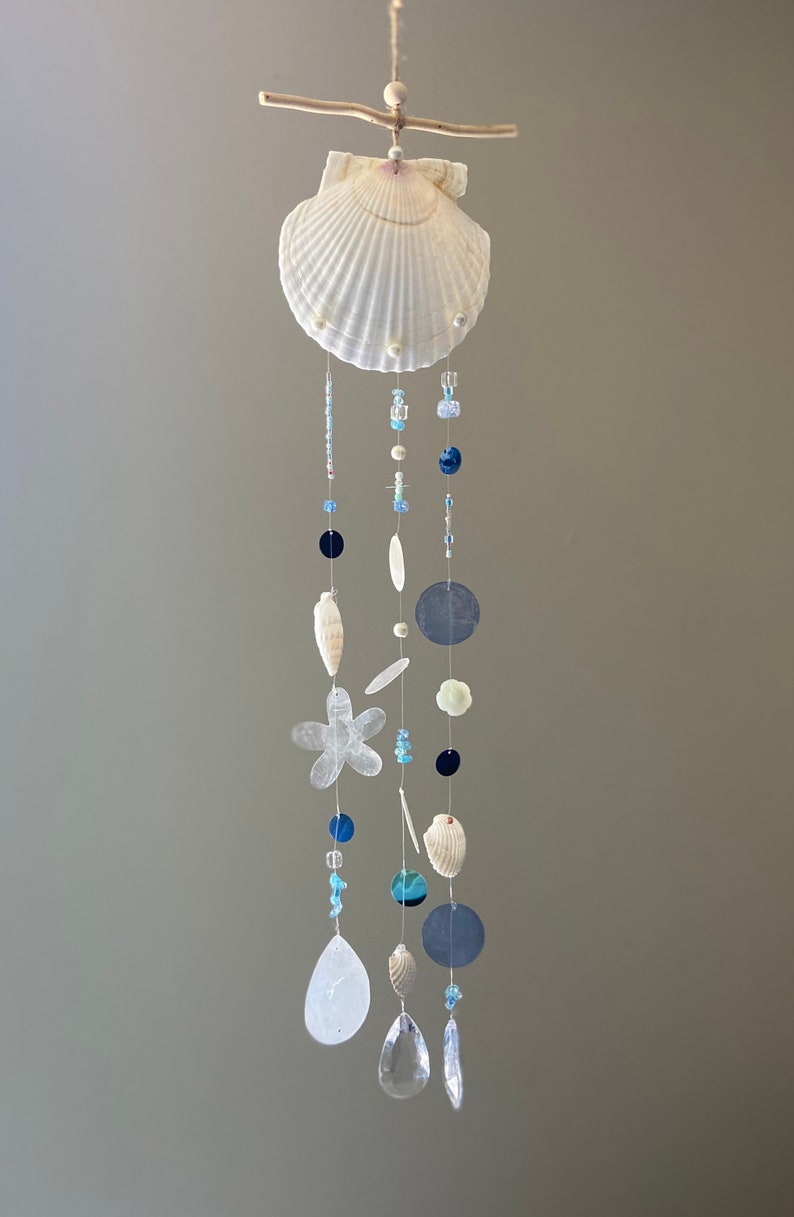 Ocean Serenade: Natural White Shell Mobile With Crystal - Etsy