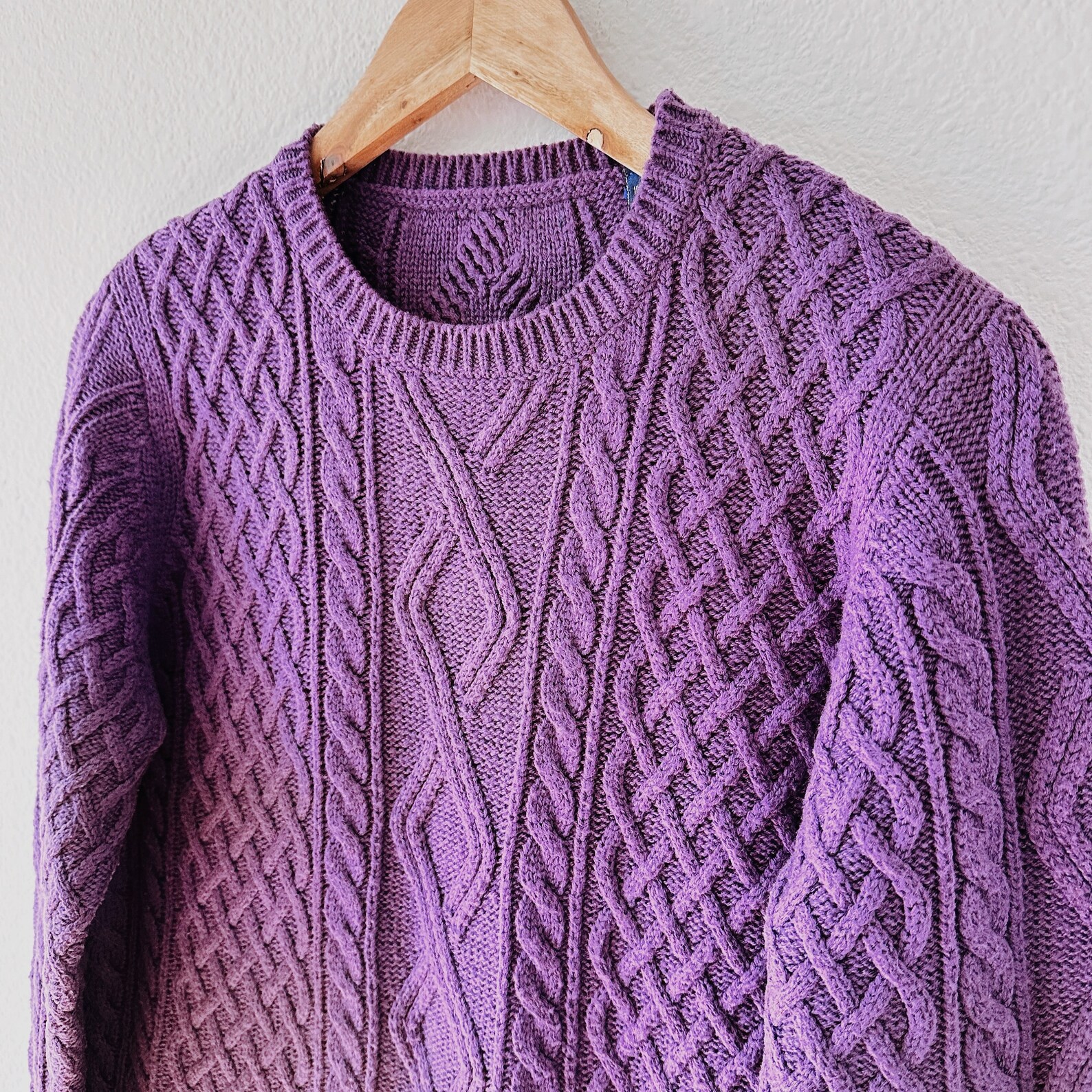 Vintage May Company Chunky Grape Colored Cable Knit Sweater - Etsy