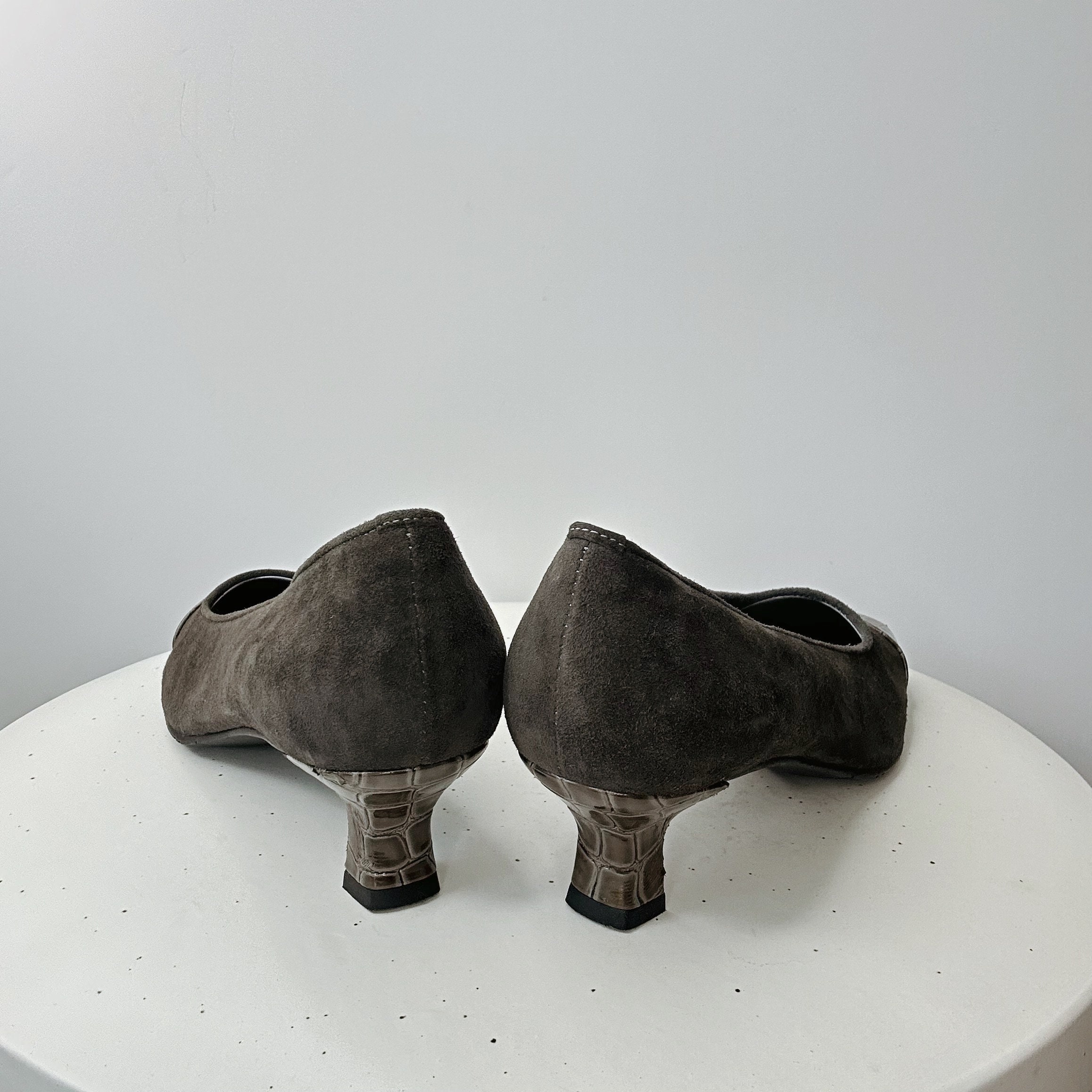 Mezzo by Vaneli Olive Green Suede Cap Toe Kitten Heels - Etsy