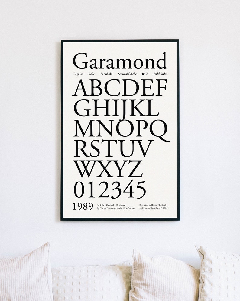 Garamond Font Typography Print ~ Printable Wall Art ~ Typography Decor ...