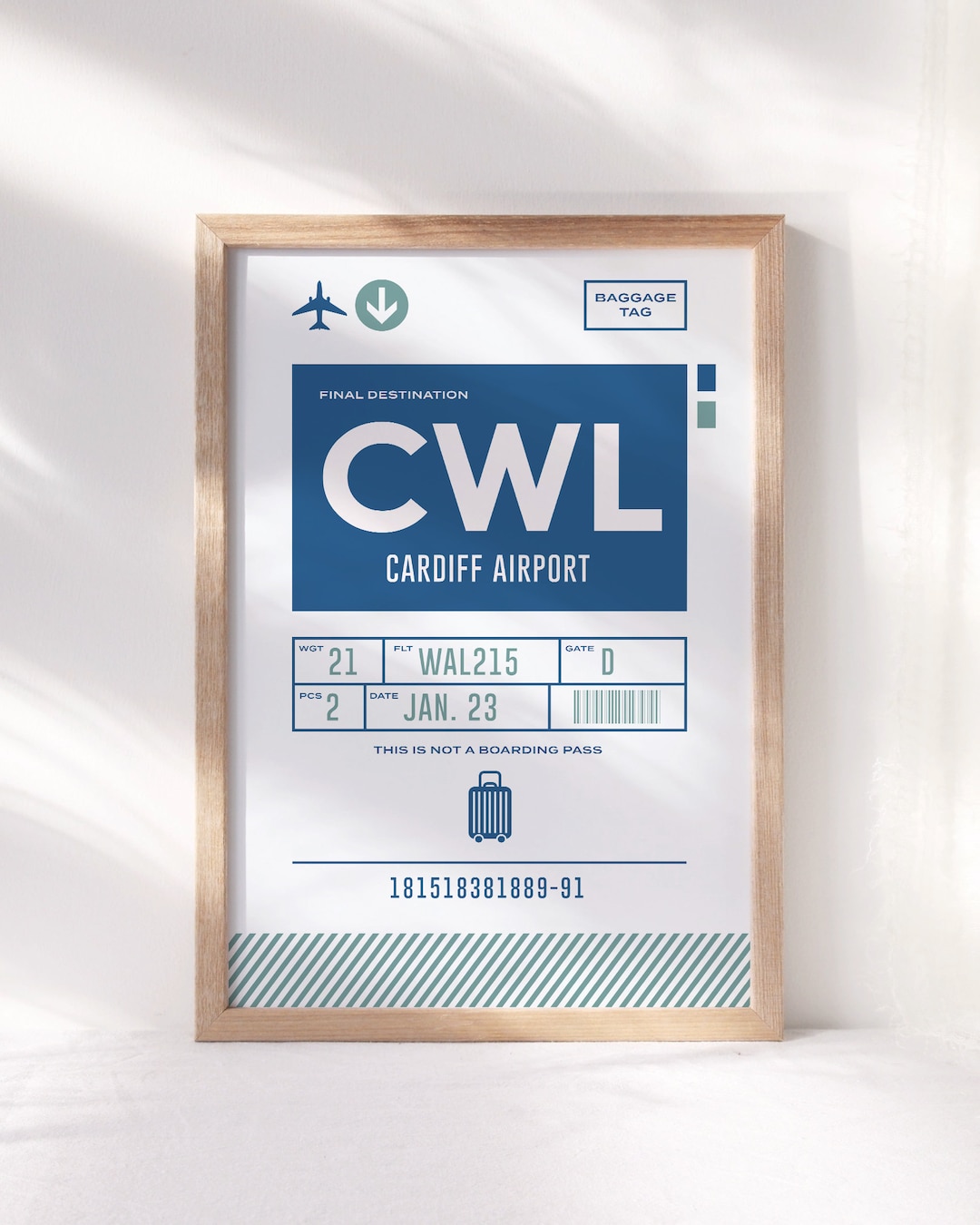 Cardiff Wales Baggage Tag Print ~ Printable Wall Art ~ CWL Decor Poster ...