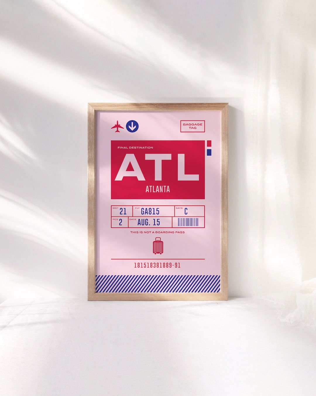 Atlanta Baggage Tag Print ~ Printable Wall Art ~ ATL Decor Poster ...