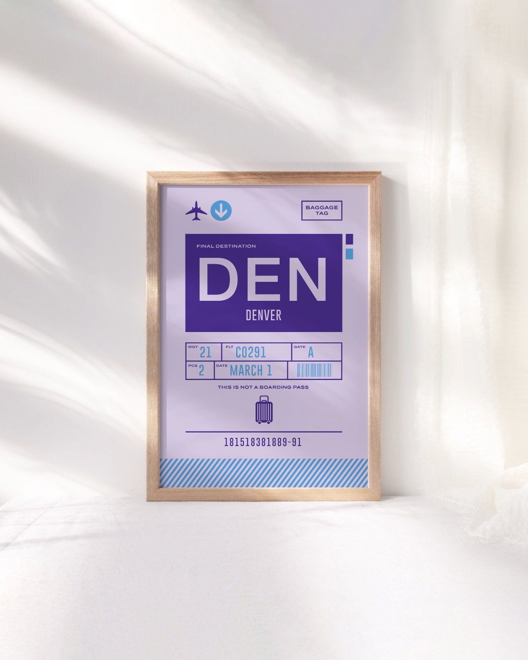 Denver Baggage Tag Print ~ Printable Wall Art ~ DEN Decor Poster ...