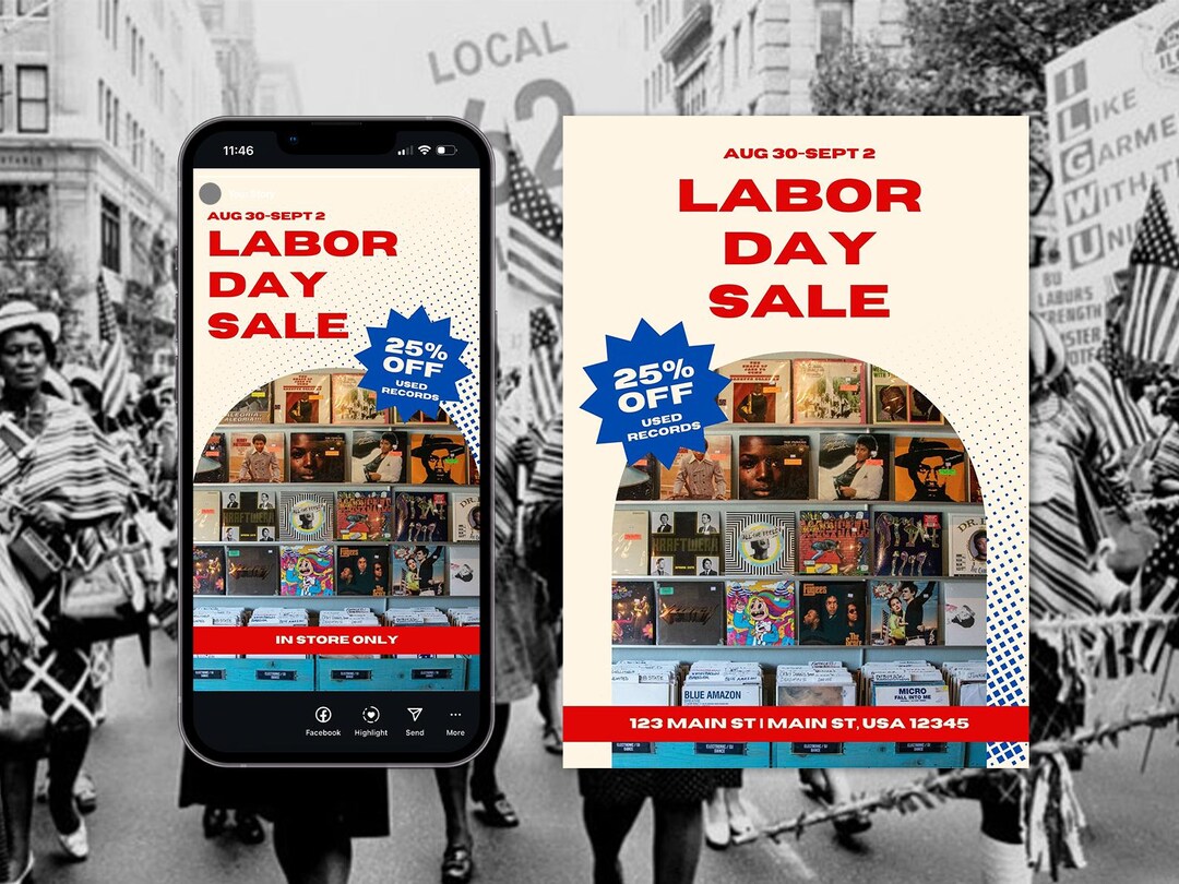 Editable Labor Day Sale Social Media Template | Custom Labor Day Event ...