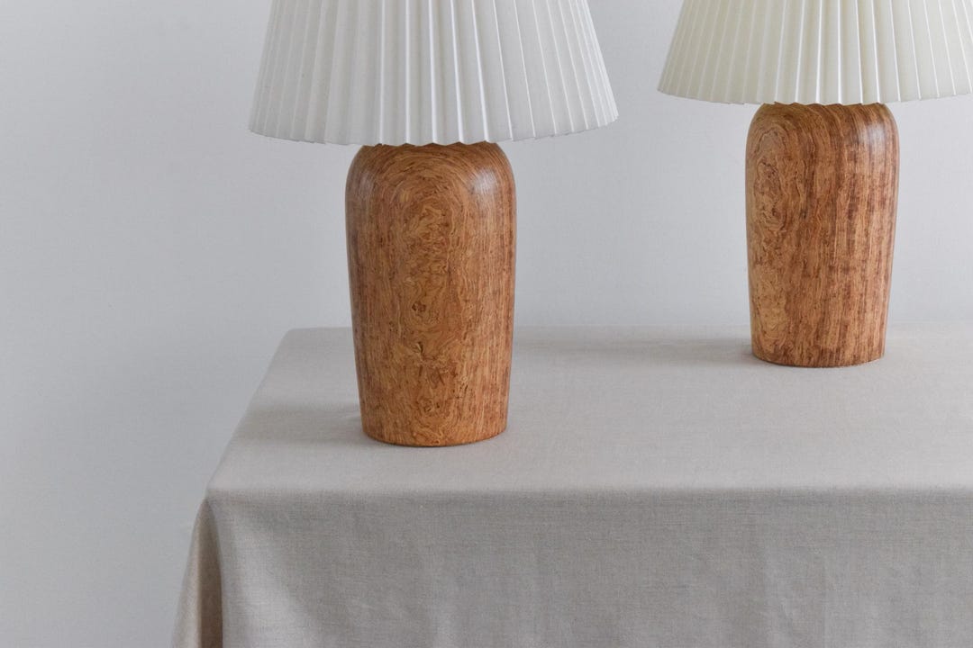 Vintage Pair of Chunky Olive Wood Lamp Bases - Etsy
