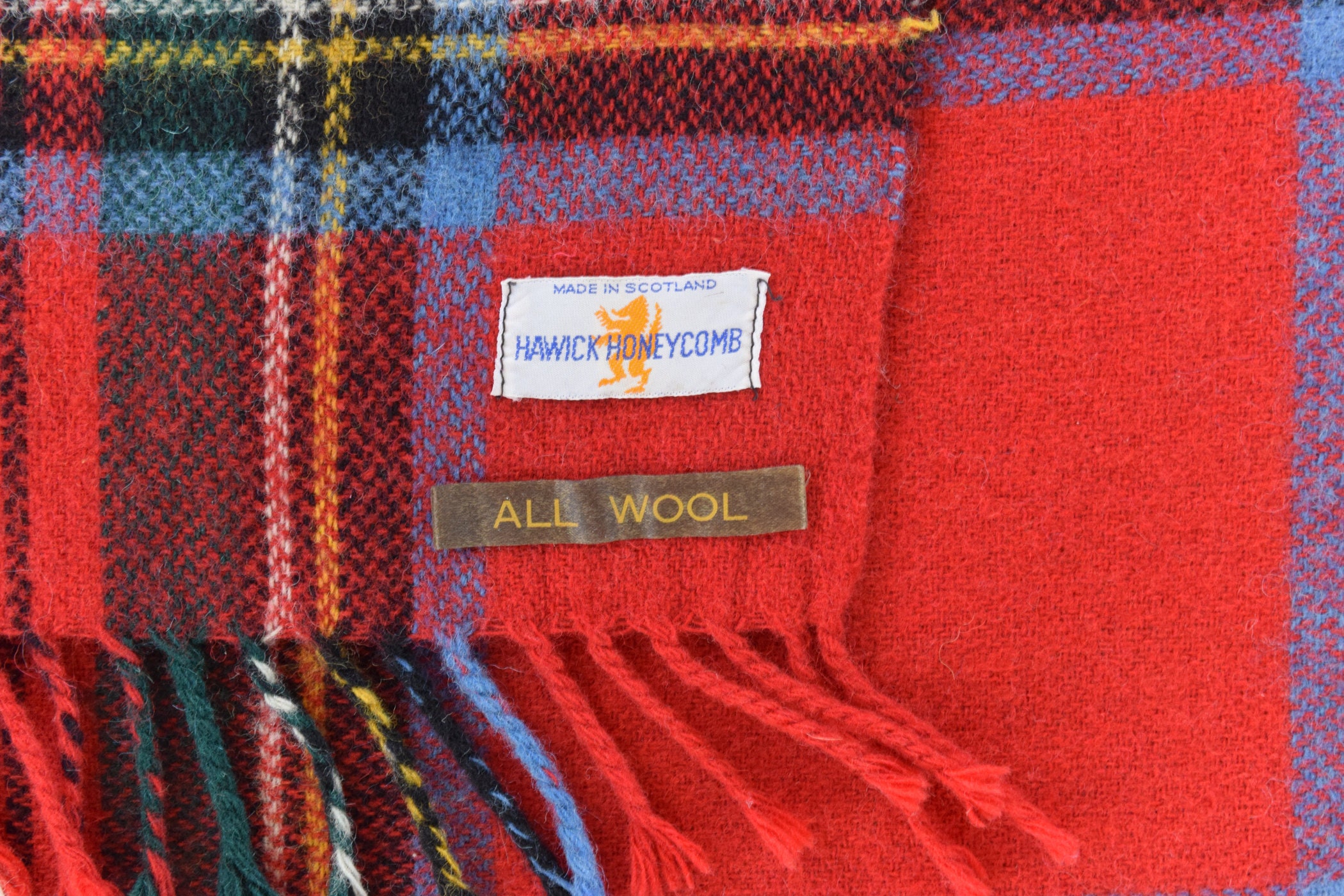 Vintage Wool Red Tartan Pattern Blanket by Hawick Honeycomb | Etsy