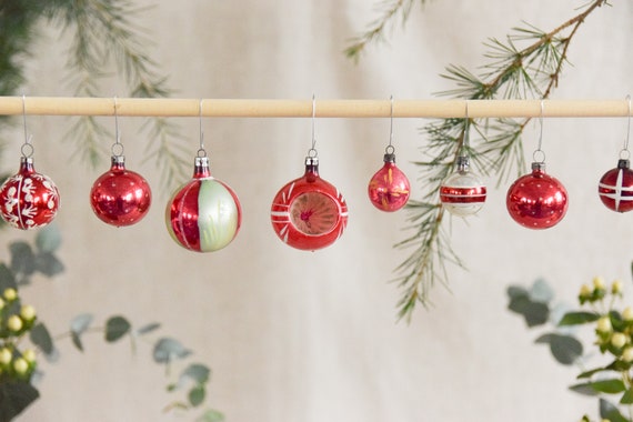 Vintage Glass Christmas Tree Baubles Ornaments Set of 12 Boxed Assorted Etsy UK