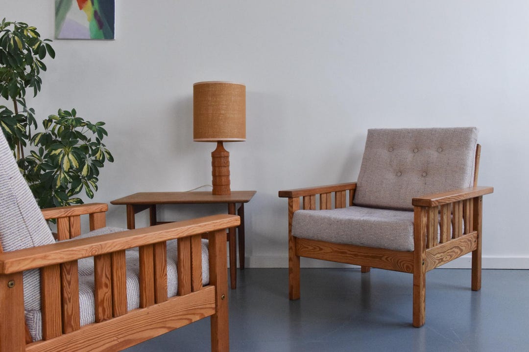 Vintage 1980s IKEA ARBOGA Pine Arm Chair With Upholstered Seats - Etsy