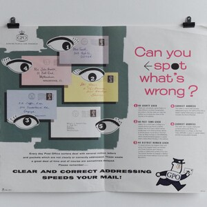 Vintage 1960s GPO Post Office Poster - Etsy