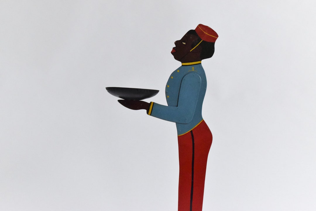 Vintage Folk Art Wooden Bell Boy Display Stand - Etsy