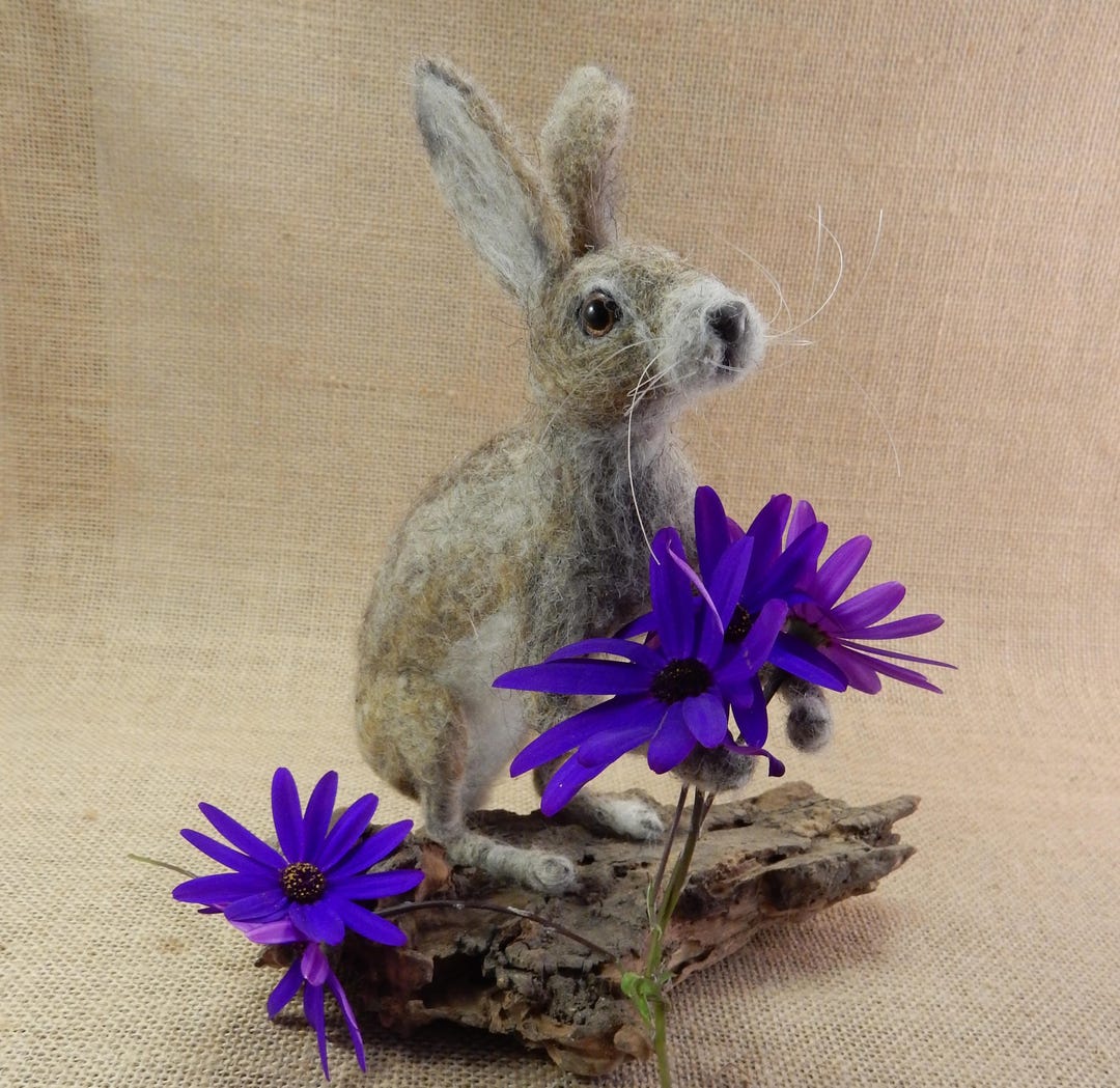 Needle Felted Hare Easter Decoration Felt Bunny Wool Hare Miniature ...