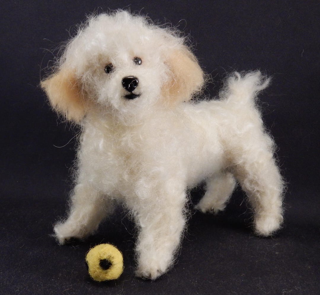 White Poodle Miniature Felted Replica From Photos Flexible Dog Effigy ...