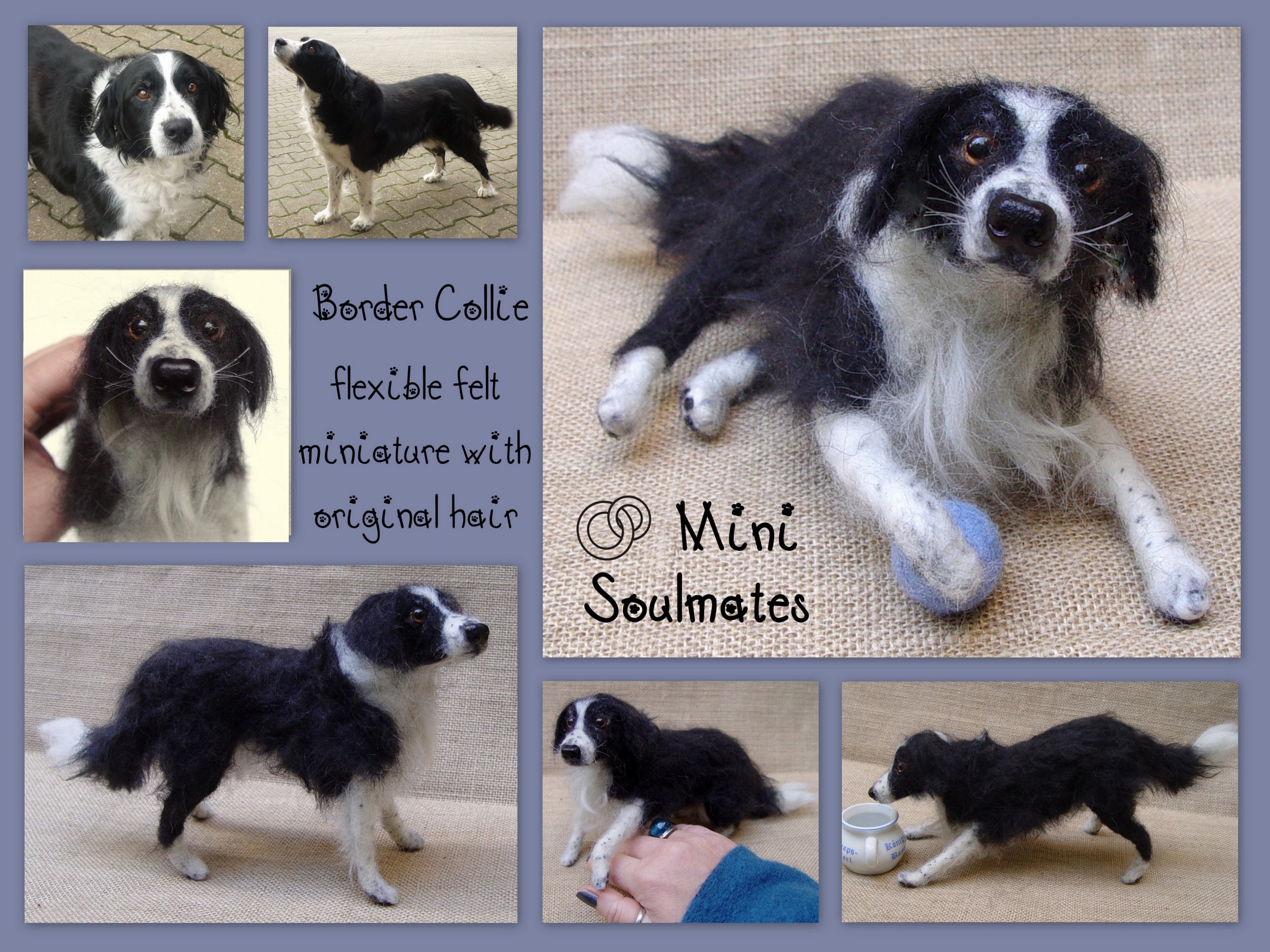 Border Collie Needle Felt Dog Miniature Custom Dog Replica - Etsy India