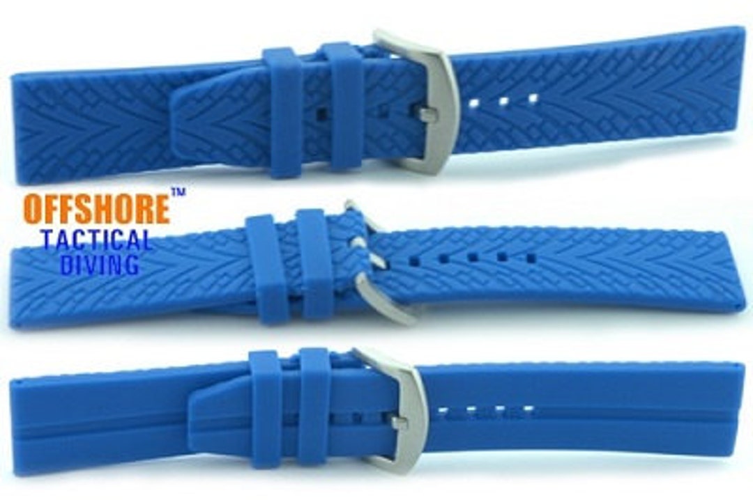 Offshore Tactical Diving Reversable Silicon Dive Watch Strap - Blue ...