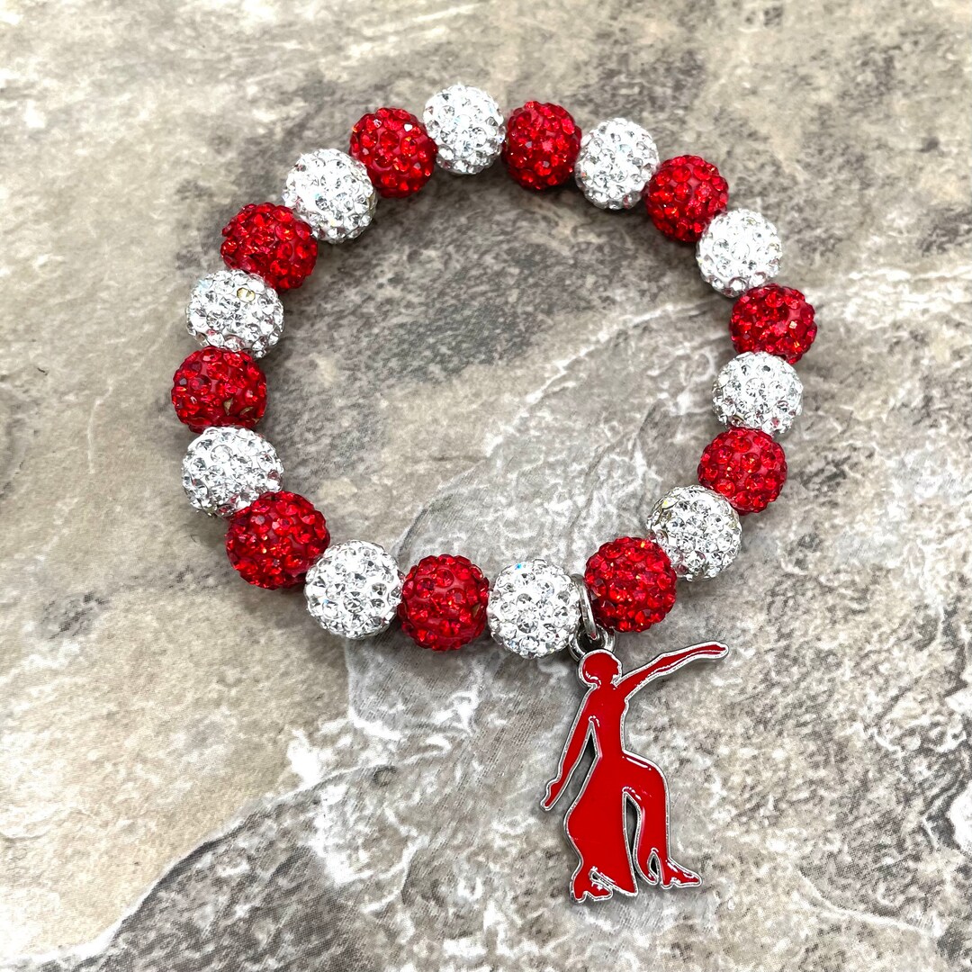 Delta Sigma Theta Rhinestone Bling Bracelet With Fortitude Charm - Etsy