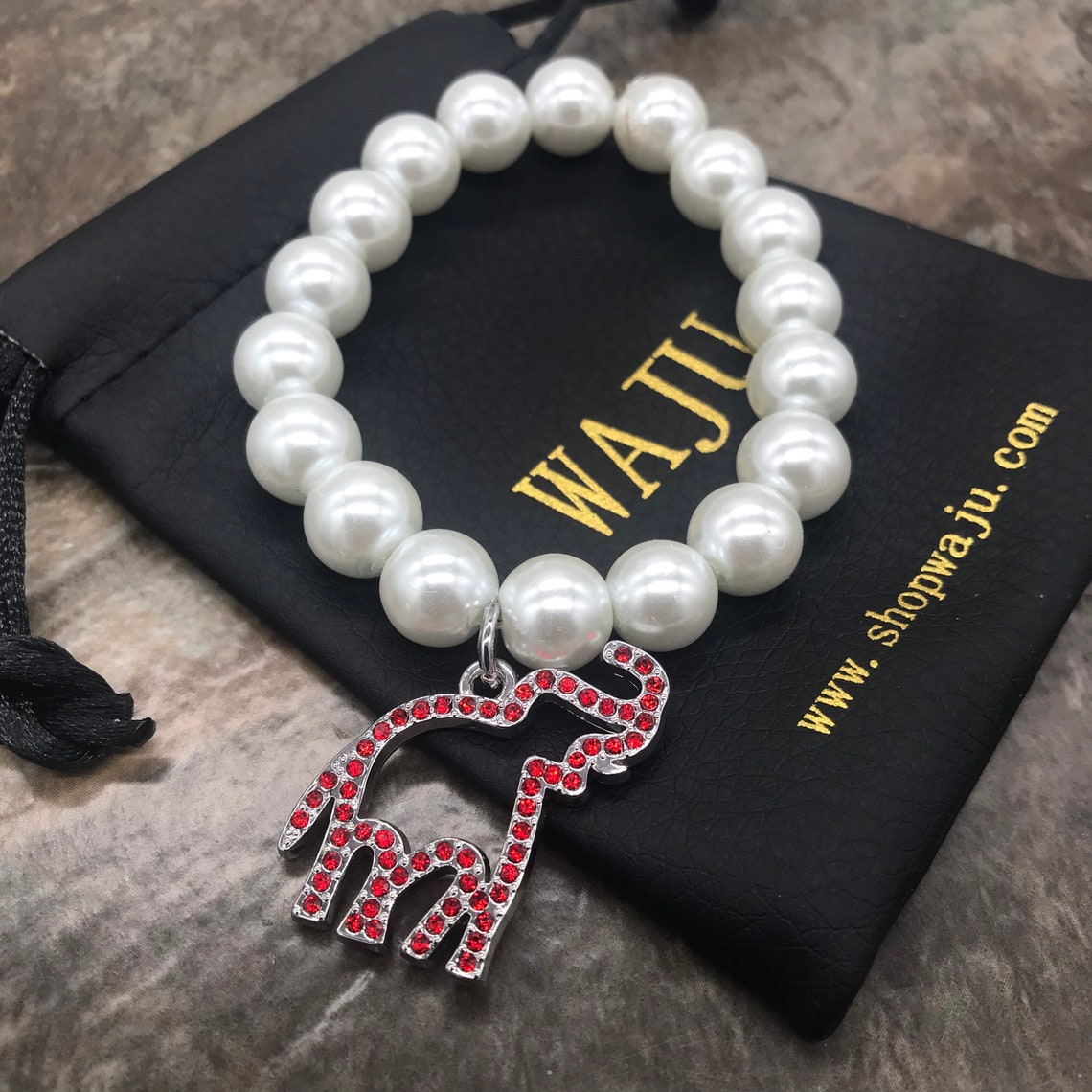 Pearl Bracelet With Silhoutte Elephant Charm - Etsy