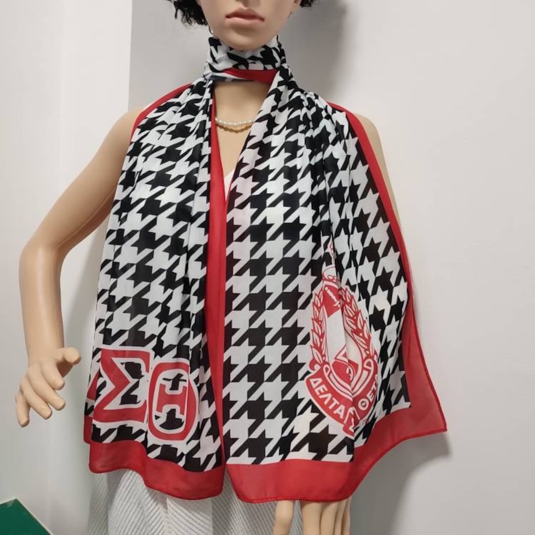 Delta Sigma Theta Houndstooth Scarf Black/red Trim - Etsy