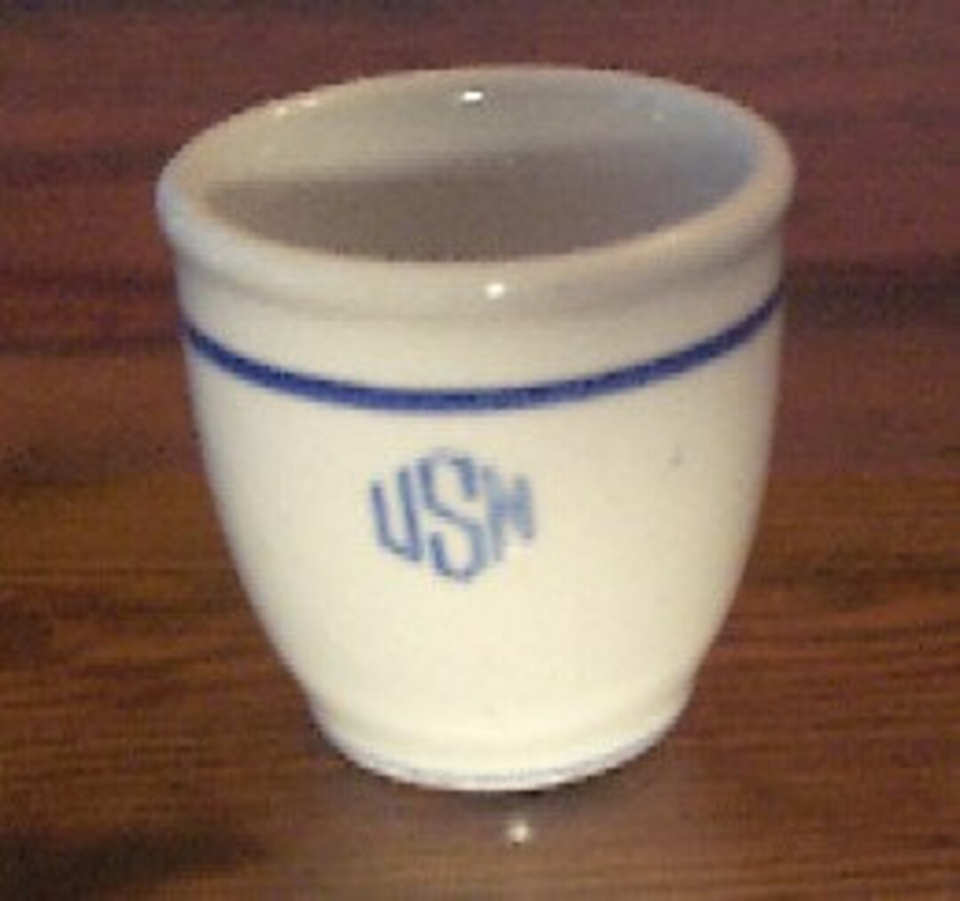 WWII US Navy Handless Watchstanding Mug or Cup W USN Insignia Used in ...
